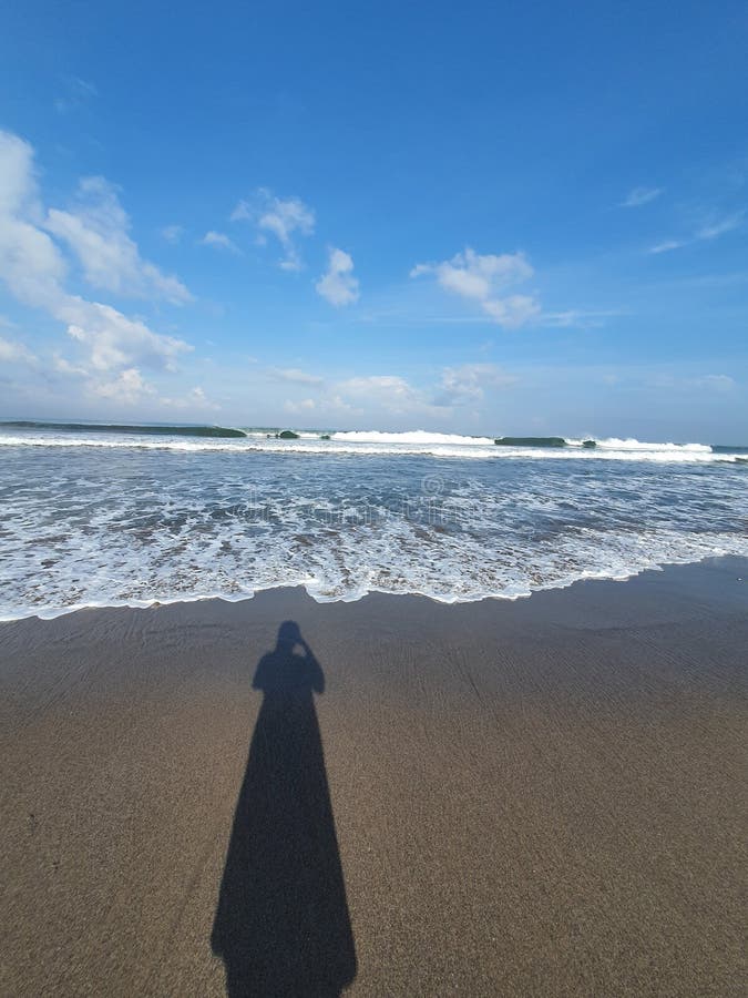 Black Shadow on Beach in the Morning Stock Image - Image of black ...