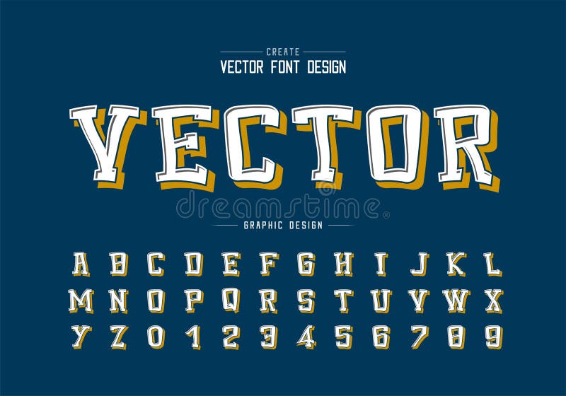 Shadow Font and Alphabet Vector, Style Typeface Letter and Number ...