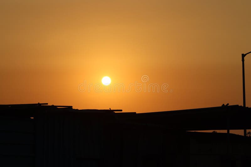 A Black Shadow with the Orange Sky Stock Image - Image of summer, park ...