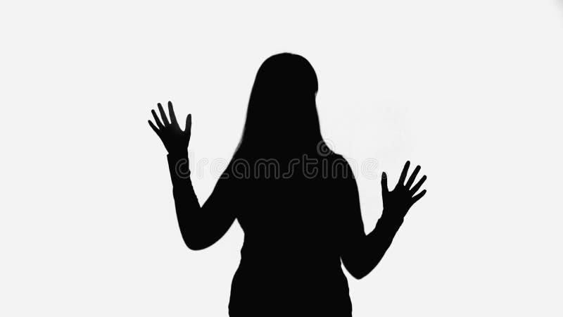 Black Shadow of Woman Waving Hands Stock Image - Image of hello, dark ...
