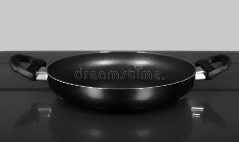 Black Shallow Pot Cuisine in Kitchen Stock Image - Image of steel ...