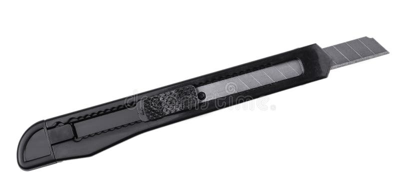 Black Sharp New Office Knife Stock Photo - Image of object, plastic ...