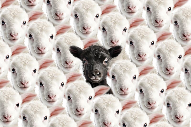 Black Sheep among White Ones Stock Illustration - Illustration of ...