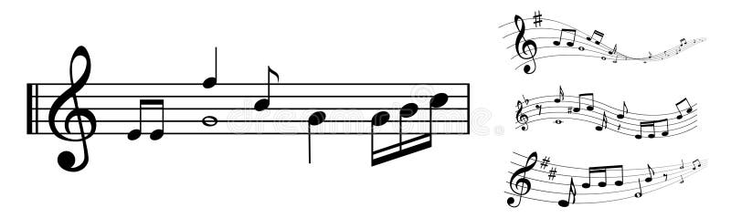 Black Sheet Music Melody with Musical Notes. Musical Note Wave Element ...