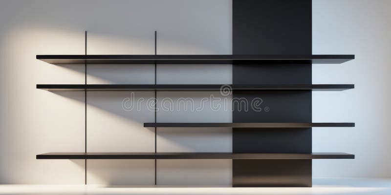 A Black Shelf with White Shelves in between Stock Image - Image of ...