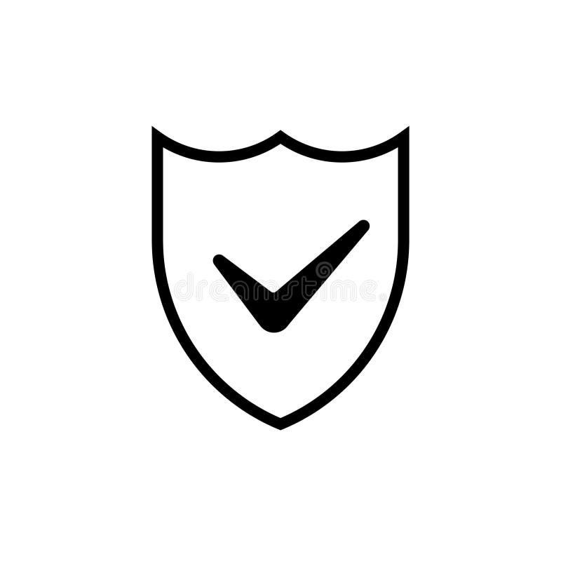 Black Shield with Check Mark Icon Stock Vector - Illustration of sign ...