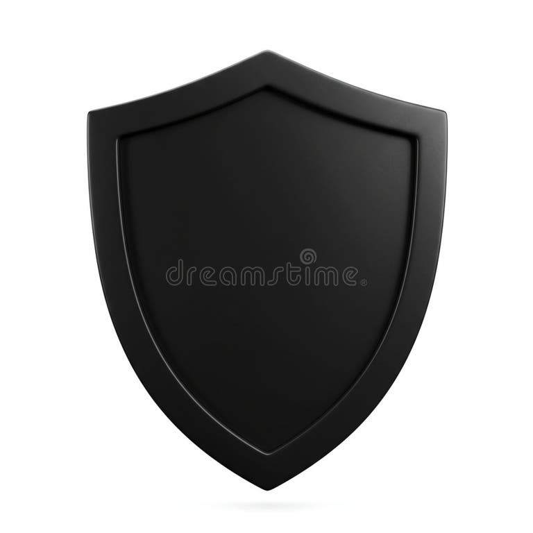 Black Shield with a Classic Medieval Design, Featuring a Smoothly ...