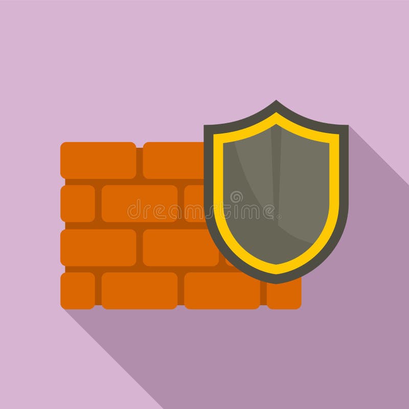 Black Shield Firewall Icon, Flat Style Stock Vector - Illustration of ...