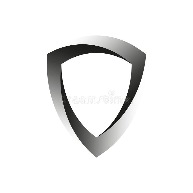 Black Shield Icon. Curved Triangle Emblem. Gradient Vector Form. Modern ...