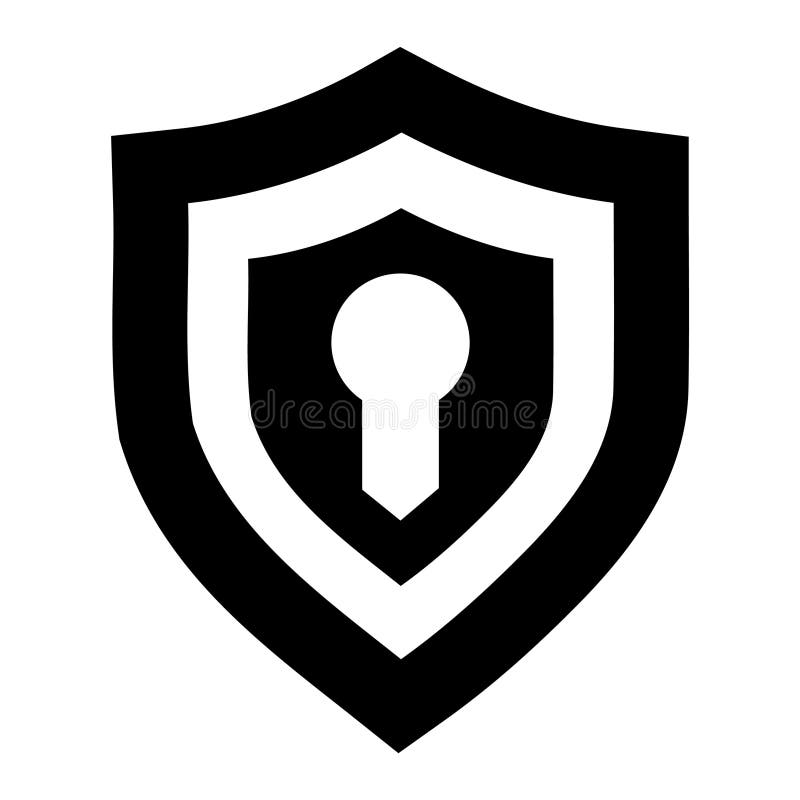 Black Shield Icon Keyhole Security Privacy Safe Lock Data Bold White ...
