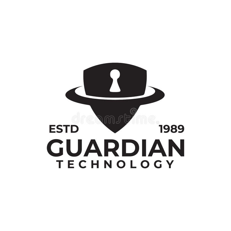 Black Shield Lock and Unlock Security Guardian Technology Logo Design ...