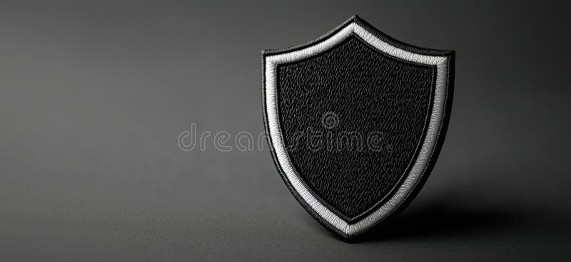Black Shield Patch with White Border, Textured Fabric, Minimalistic ...