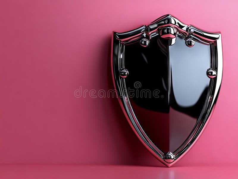 A Black Shield on a Pink Background Stock Illustration - Illustration ...