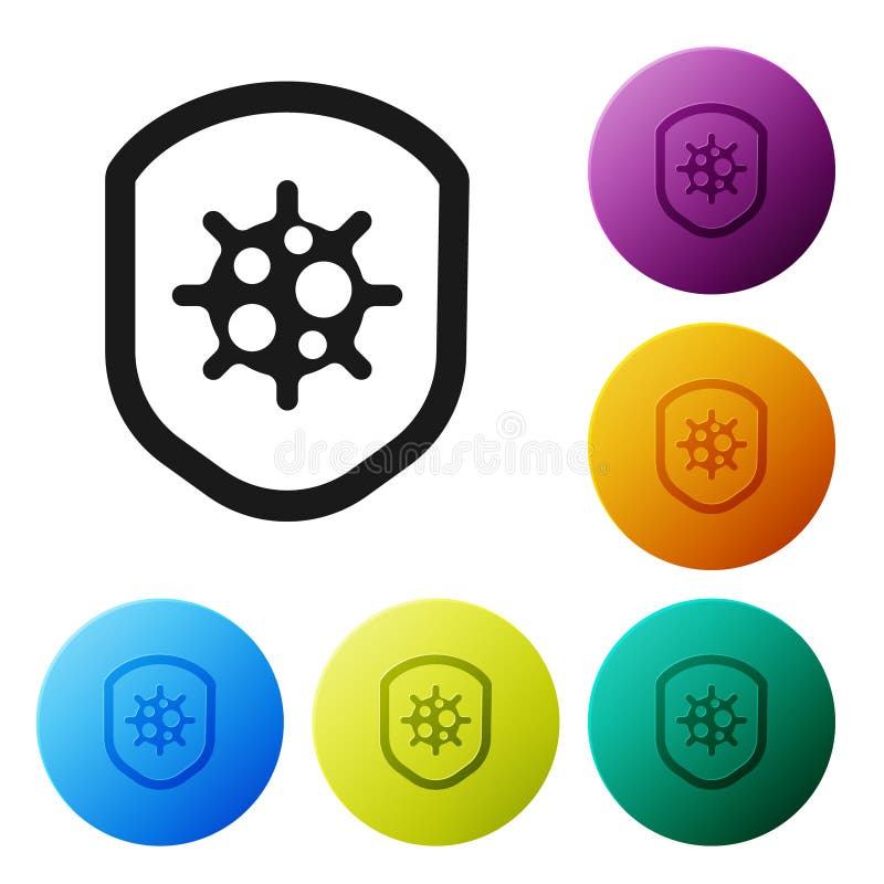 Black Shield Protecting from Virus, Germs and Bacteria Icon Isolated on ...
