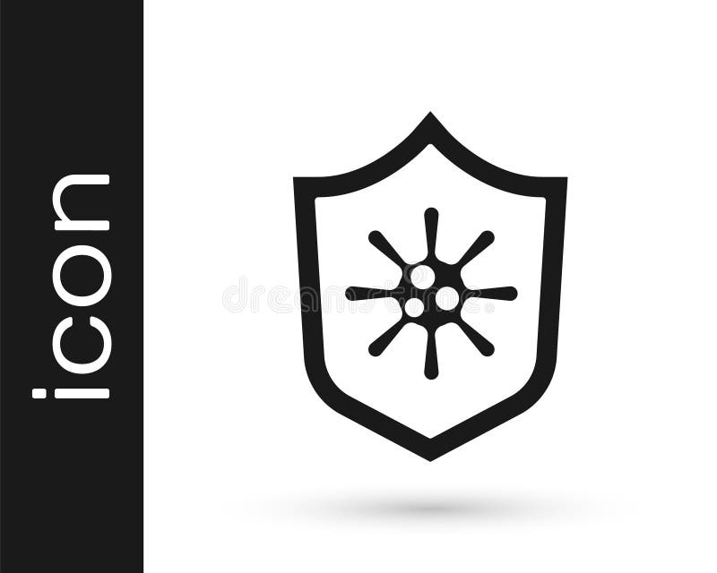 Black Shield Protecting from Virus, Germs and Bacteria Icon Isolated on ...