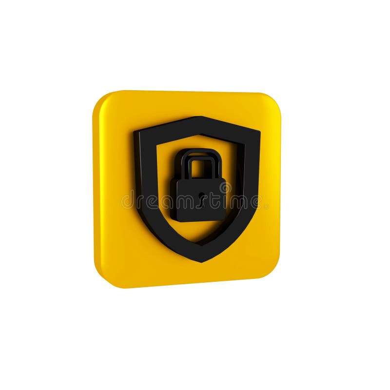 Black Shield Security with Lock Icon Isolated on Transparent Background ...