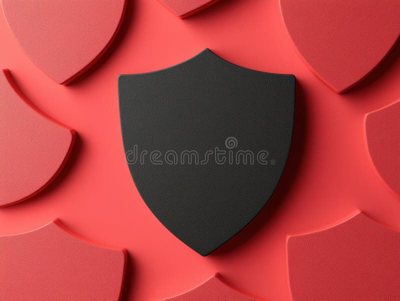 The Black Shield Stands Out among Several Red Shields on a Bright Red ...