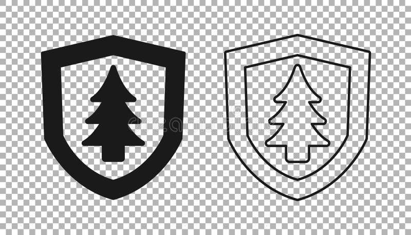 Black Shield with Tree Icon Isolated on Transparent Background. Eco ...