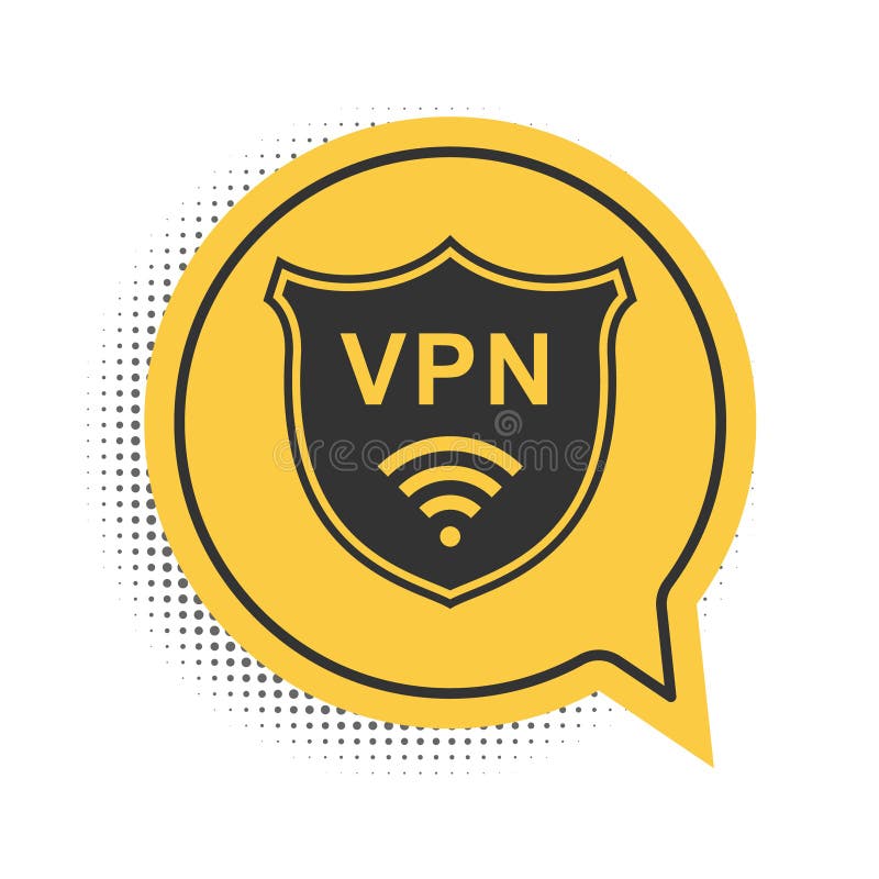 Black Shield with VPN and WiFi Wireless Internet Network Symbol Icon on ...