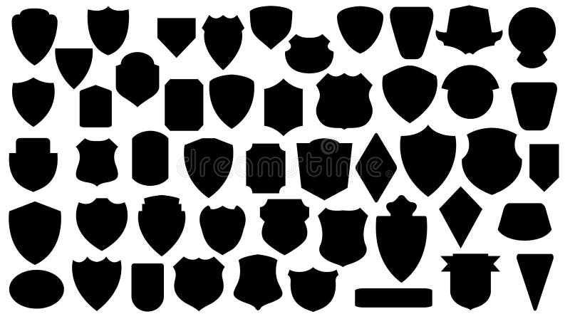Black Shields Set, Shield Pattern Stock Illustration - Illustration of ...