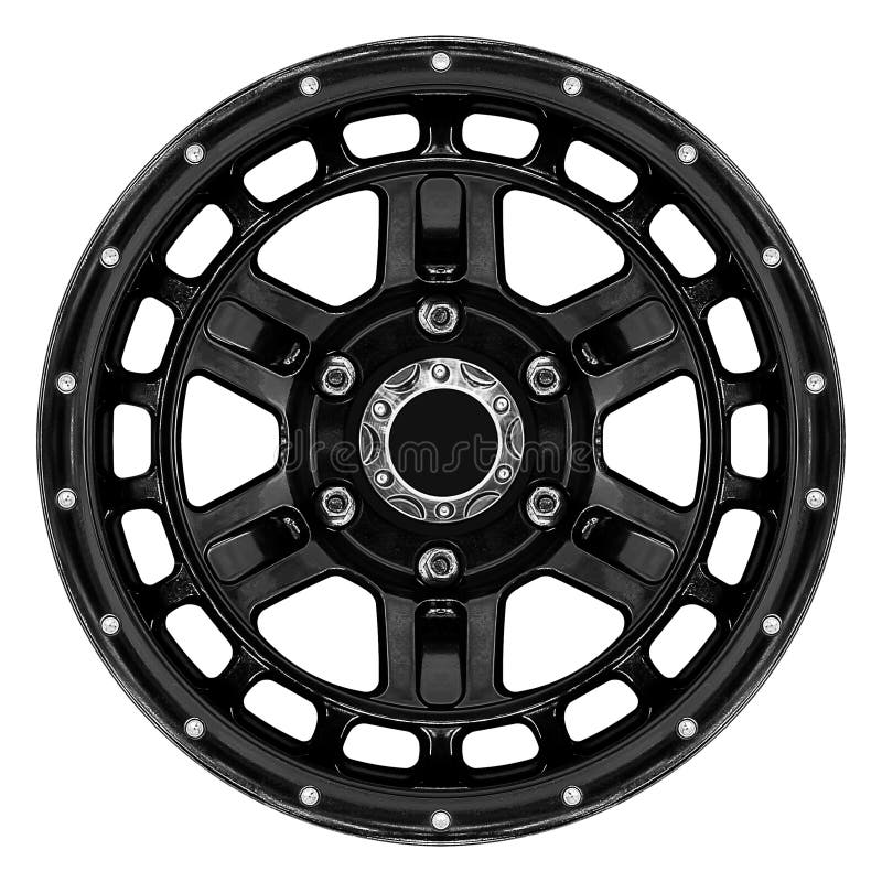 Black Shiny Car Wheel Isolated on White Background with Clipping Path ...