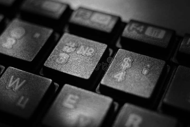 Black Shiny Keyboard, Closeup Buttons, Black and White Photo Stock ...