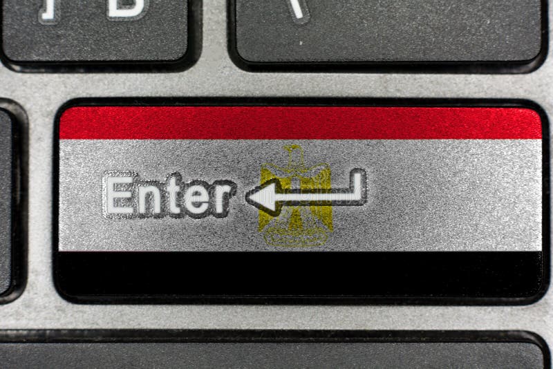 Black Shiny Keyboard Closeup, Focus on the Enter Key Egypt Flag Stock ...