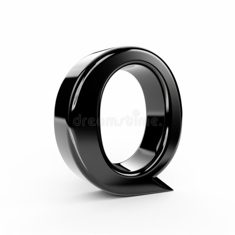 Black Shiny Letter Q on White Background - Daz3d Style Textual Elements ...