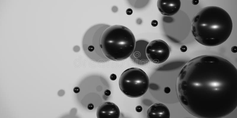 Black Shiny Spheres Fly on a White Background. Abstract 3D Render ...