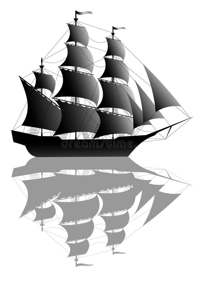 Two black ships stock vector. Illustration of antique - 4762136