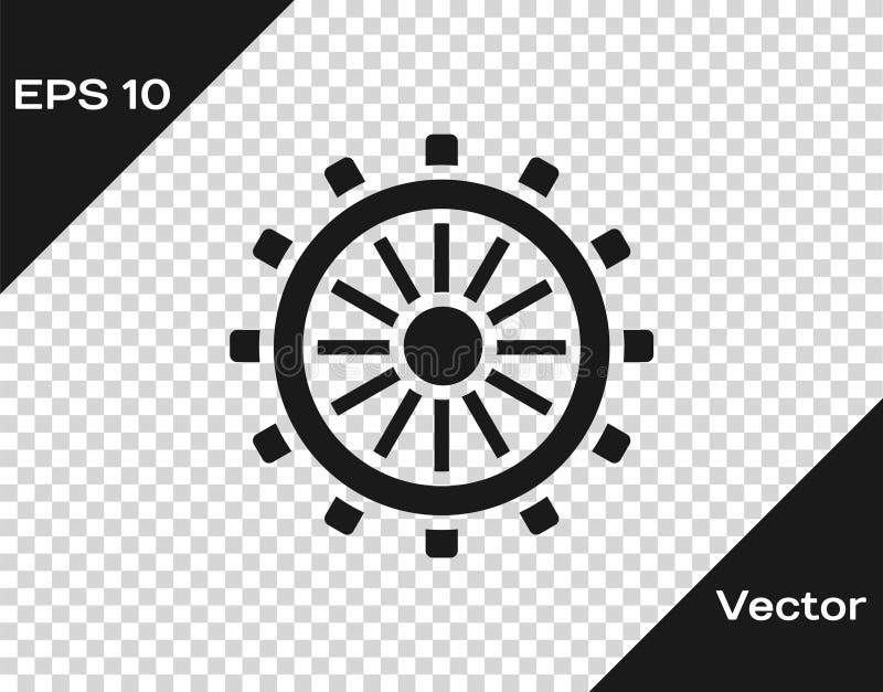 Black Ship Steering Wheel Icon Isolated on Transparent Background ...