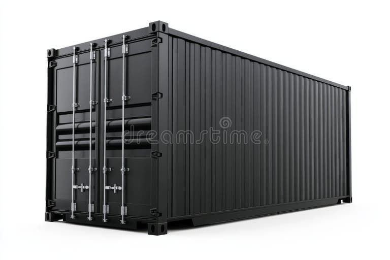 Black Shipping Container Isolated on a White Background. Generative AI ...