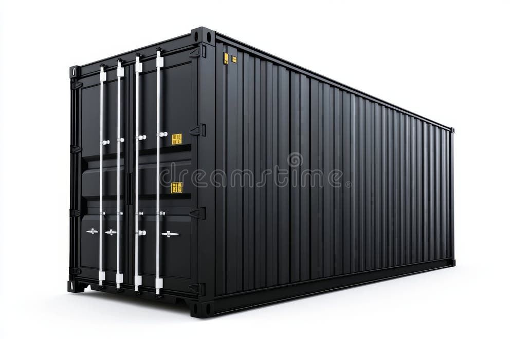 Black Shipping Container Isolated on a White Background. Generative AI ...