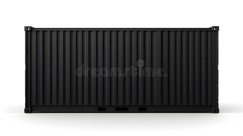 Black Shipping Container Isolated on White Background Stock ...