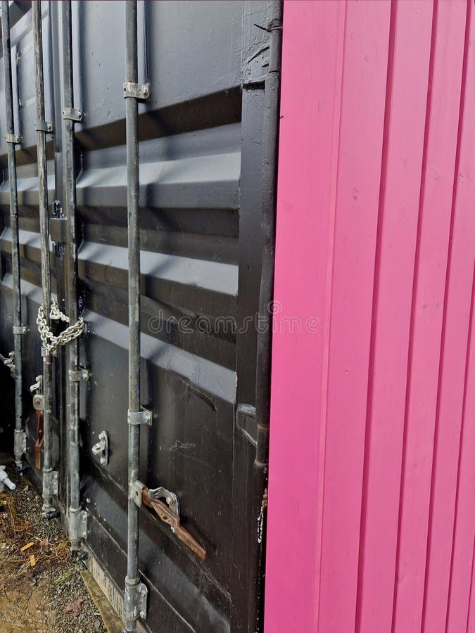 The Black Shipping Container Serves As a Folded Material. Stock Image ...