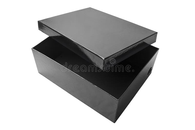 Black Shoe Box Isolated on White Stock Photo - Image of case, paper ...