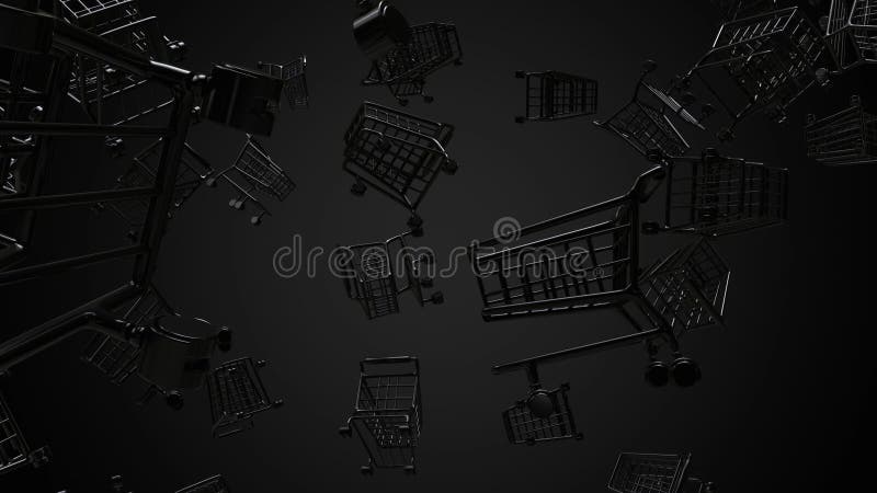 Black Shopping Carts on Green Screen. Stock Footage - Video of empty ...