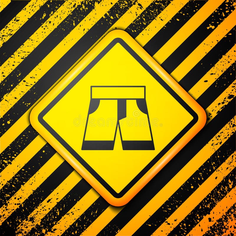 Black Short or Pants Icon Isolated on Yellow Background. Warning Sign ...
