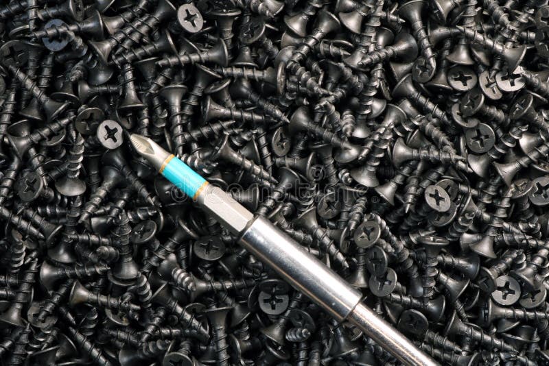 Black short screws. stock photo. Image of industry, construction ...