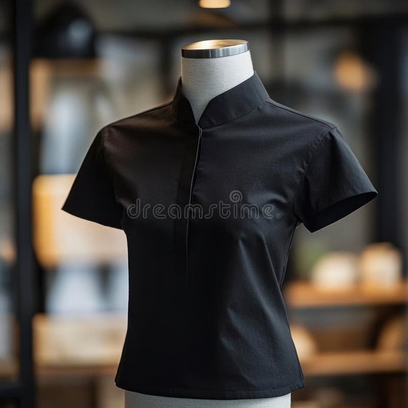 Black Short Sleeve Mandarin Collar Shirt Stock Illustration ...