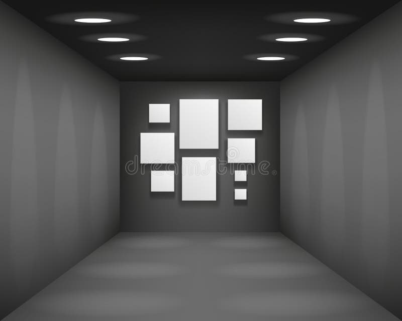 Black Showroom Art Gallery Empty Museum Room Interior Background ...