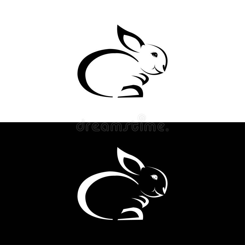Black Side Silhouette of a Rabbit Isolated on White Background. Vector ...