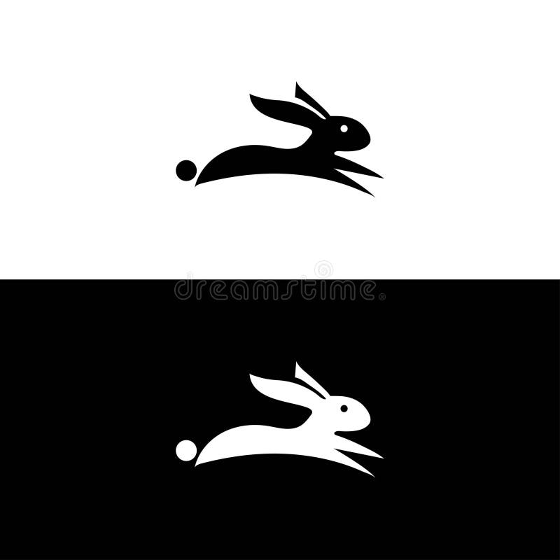 Black Side Silhouette of a Rabbit Isolated on White Background. Vector ...