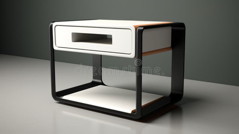 Black Side Table with Drawer in Cad Style Stock Illustration ...
