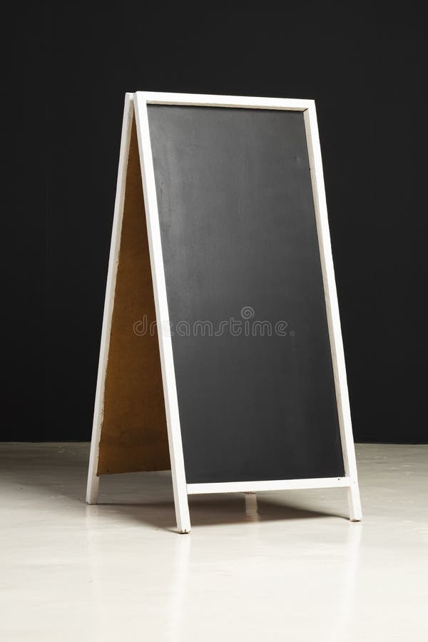 Black Sign in White Frame and Copy Space on Black Background Stock ...