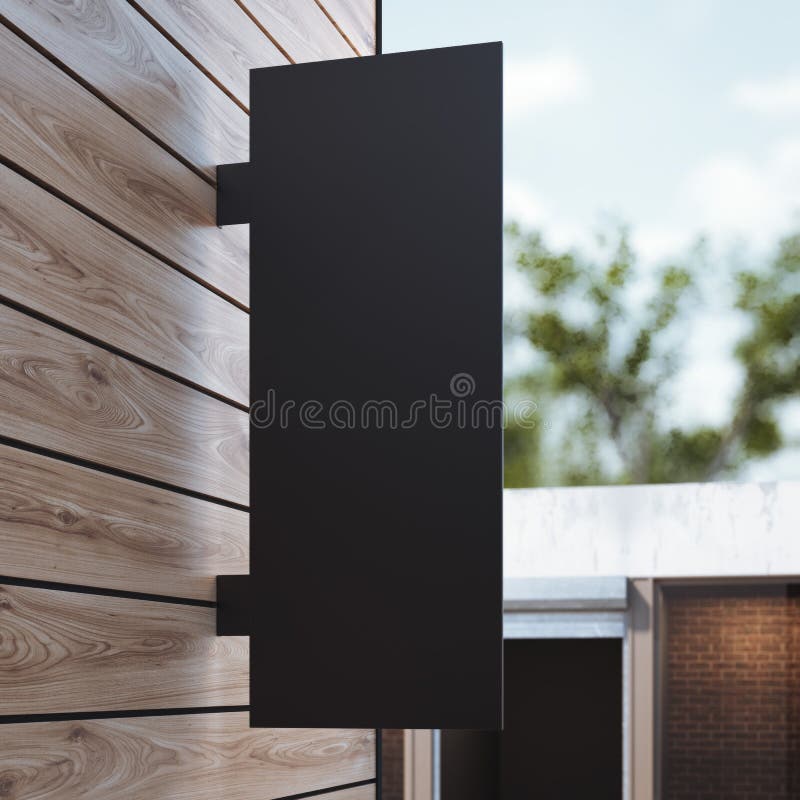 Black Signboard on the Wall. 3d Rendering Stock Illustration ...