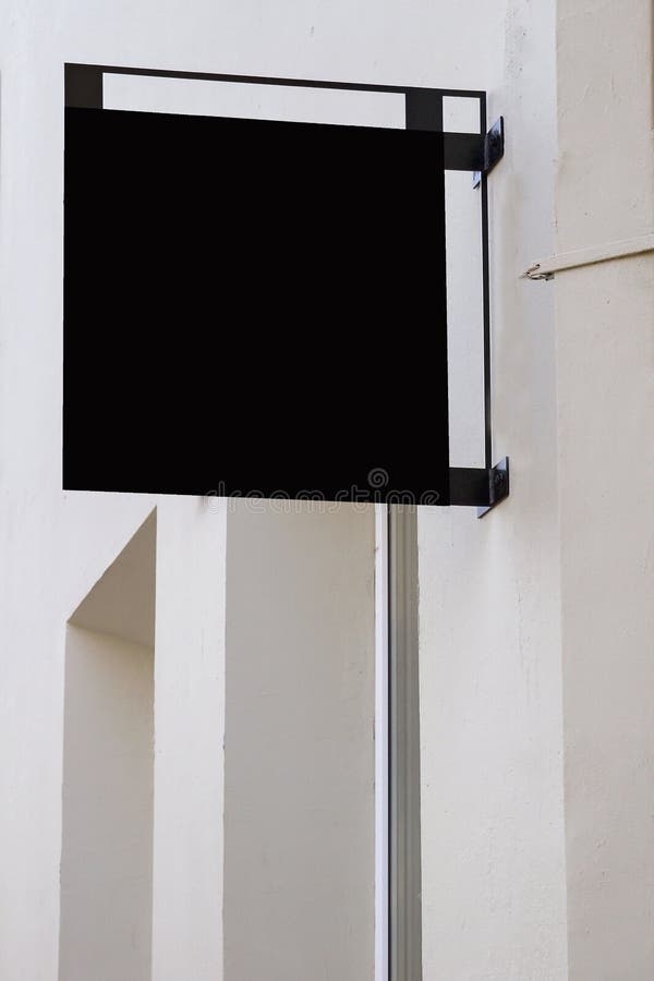 Black Signboard on Wall. Square Shape Mock Up. Stock Image - Image of ...