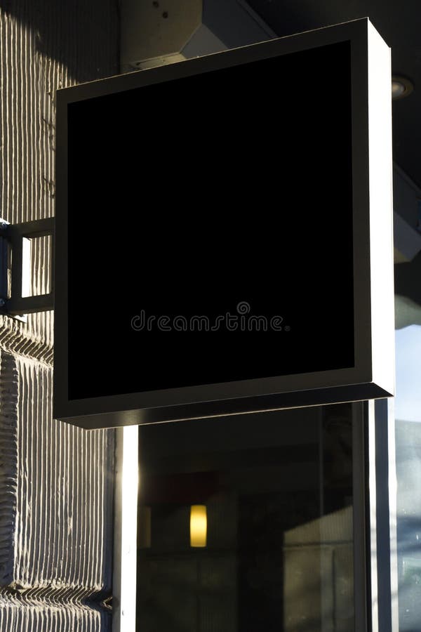 Black Signboard on Wall. Square Shape Mock Up. Stock Image - Image of ...