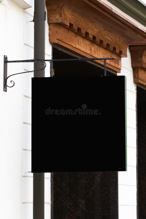 Black Signboard on Wall. Square Shape Mock Up. Stock Photo - Image of ...