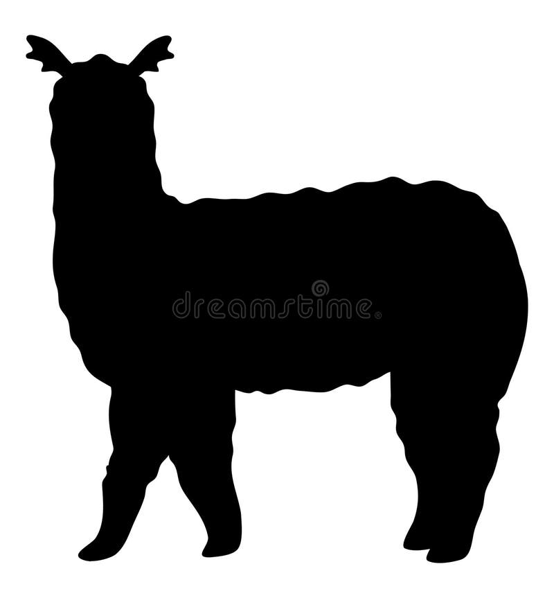 Black Silhouette of an Alpaca for Prints and Designs, Vector Stock ...